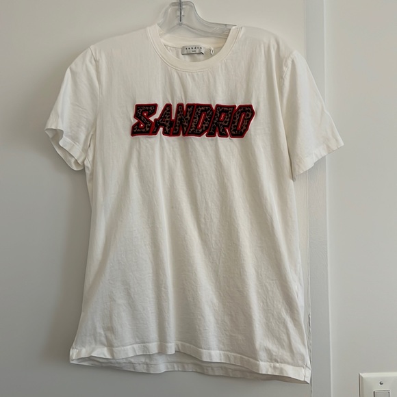 Sandro | Tops | Sandro Embroidered Logo Short Sleeve Tee | Poshmark